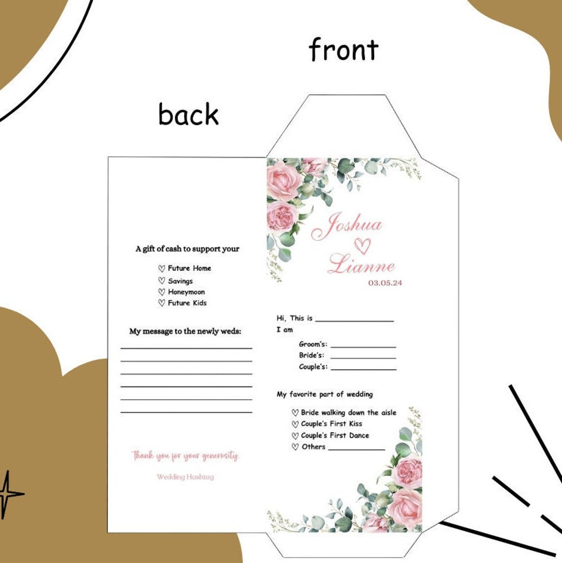Wedding Money Envelope Template | Editable in Canva | Eight Designs ...