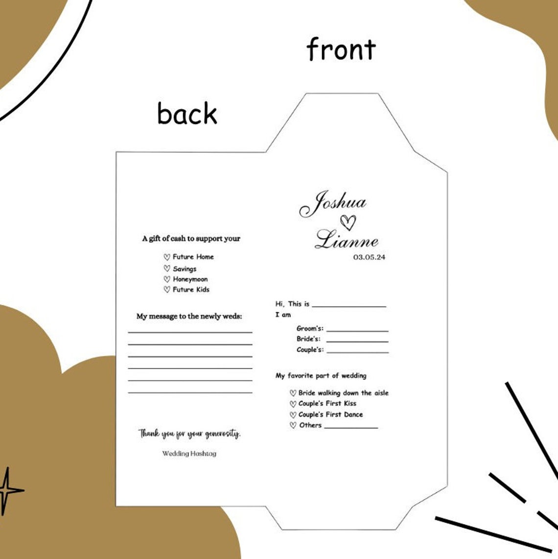 Wedding Money Envelope Template | Editable in Canva | Eight Designs ...