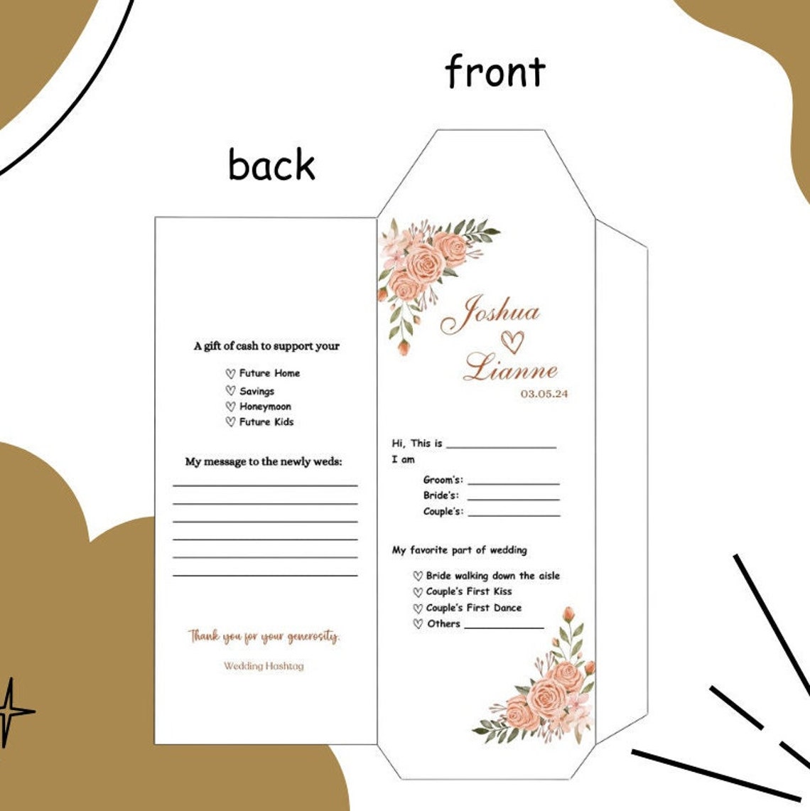 Wedding Money Envelope Template | Editable in Canva | Eight Designs ...