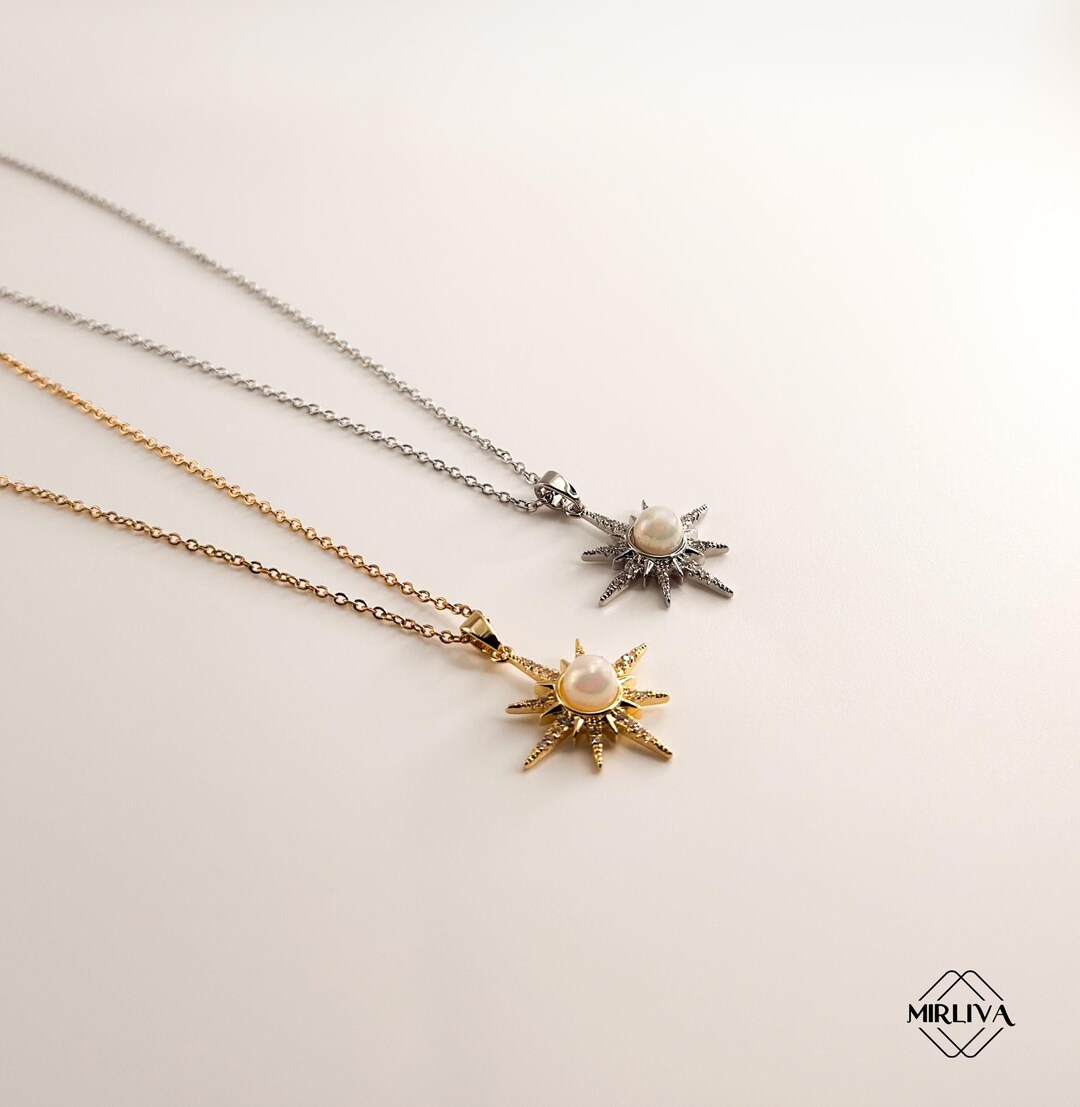 North Star Necklace Gold Plated North Star Necklace Silver Elegant ...
