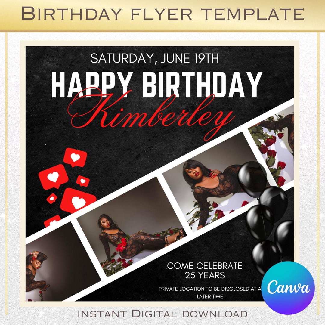 Pink Birthday Flyer, Birthday Template, Birthday Girl, Party Flyer ...