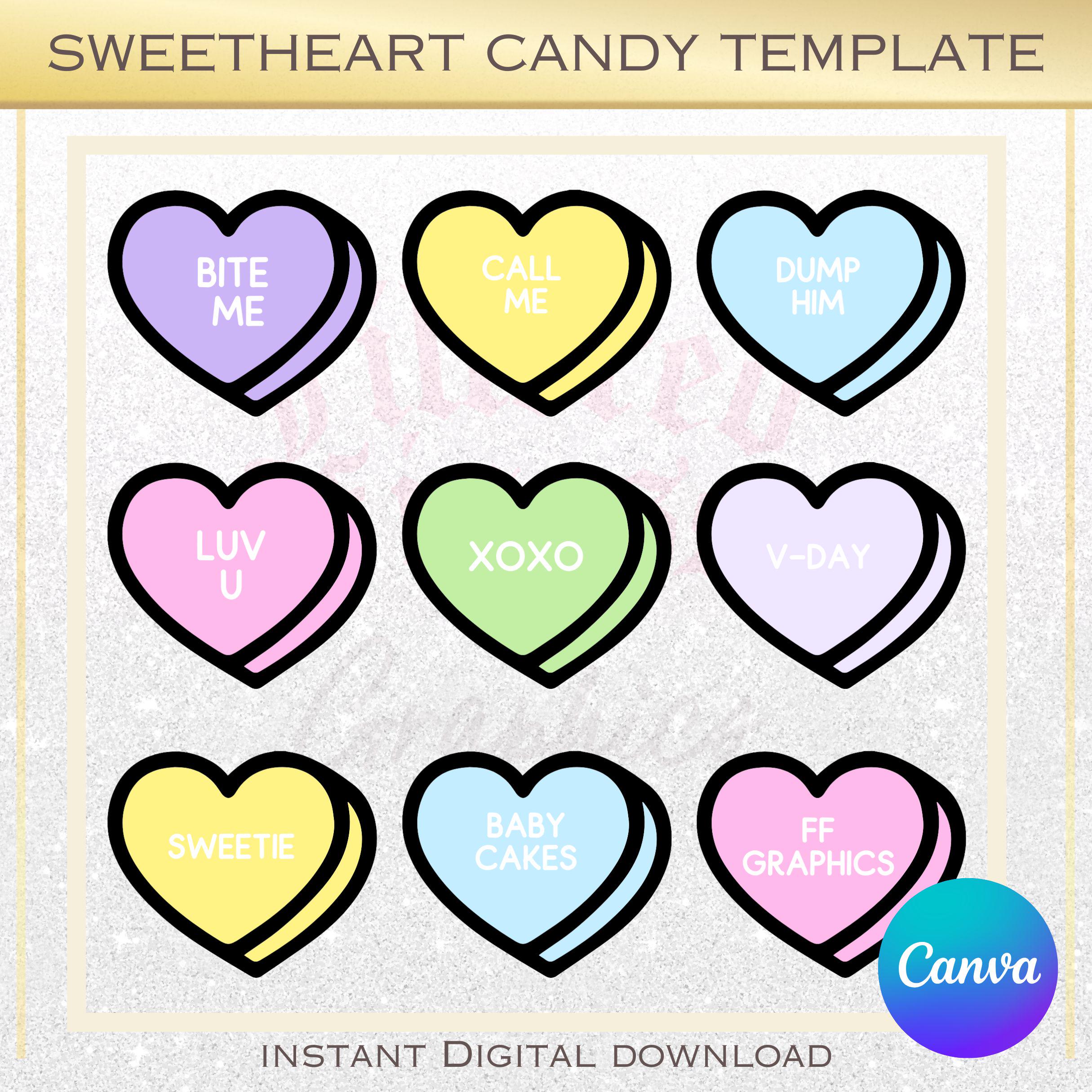 Sweethearts Candy Frame Canva Template Valentines Day - Etsy
