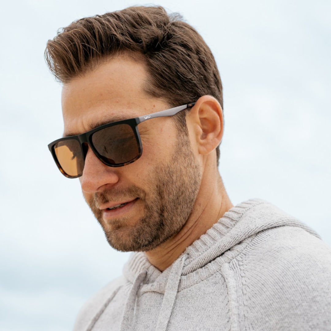JACOB Rectangular Classic Men's Sunglasses in Matte Black Tortoise by ...