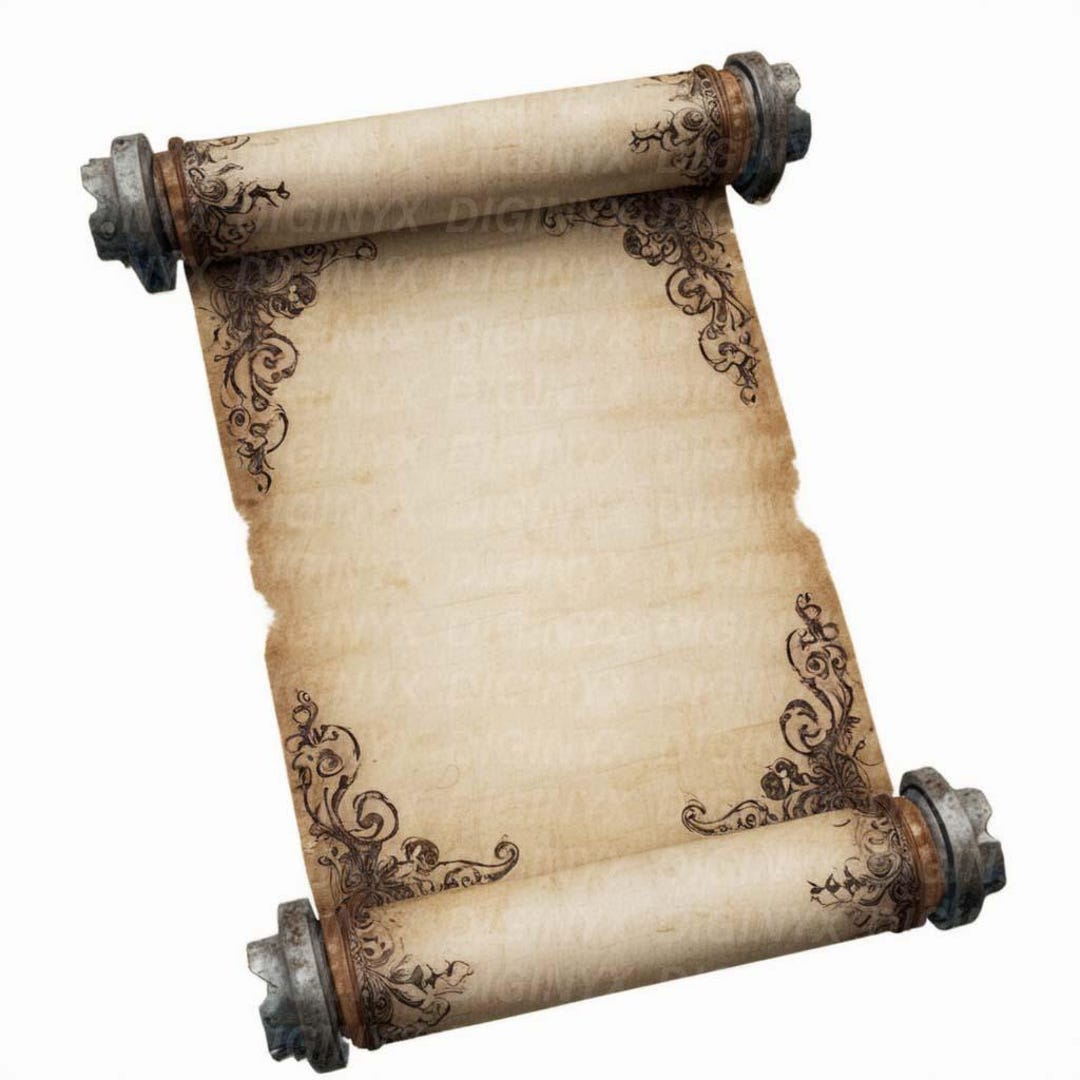 6 Medieval Scroll Clipart, Vintage Scroll, Printable Watercolor JPG ...