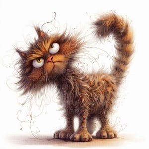 10 Frazzled Angry Cat Clipart Printable Watercolor JPEG/ Cute Cards ...