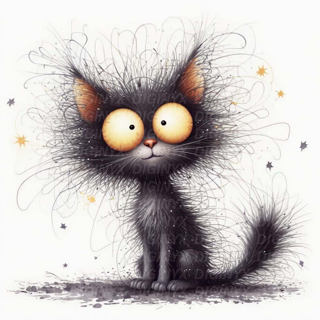 10 Frazzled Cat Clipart, Fantasy, Whimsical, Junk Journaling, Printable ...