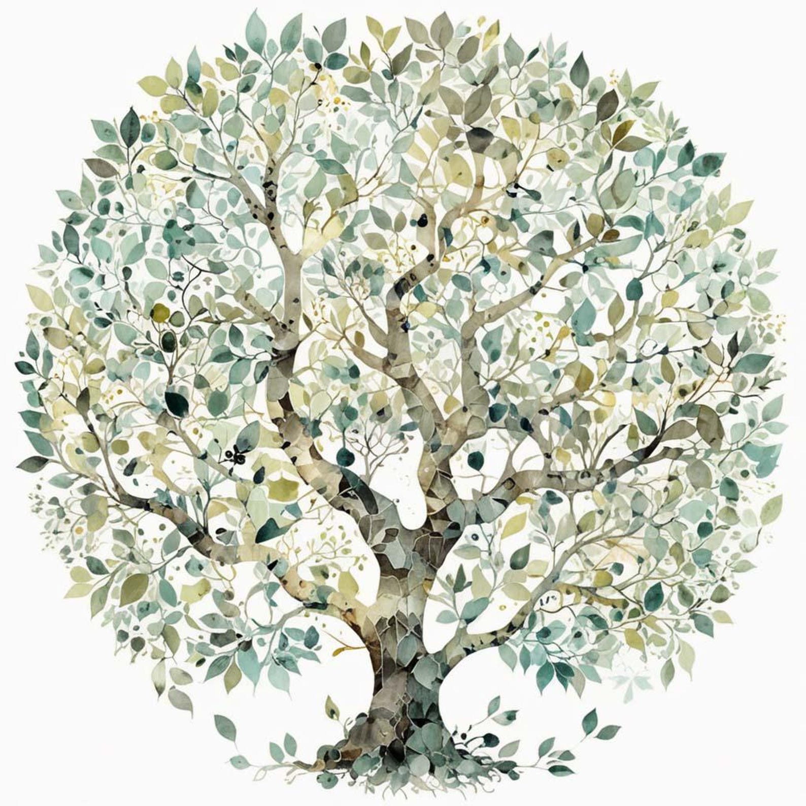 8 Mythical Tree Clipart/floral Tree Print/printable Watercolor Jpegs ...
