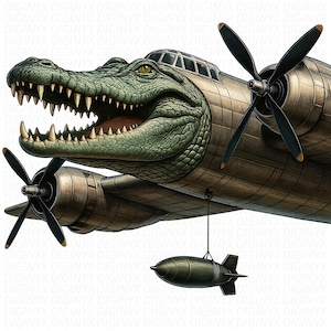 3 Bombardino Crocodilo Viral Meme Italian Brain Rot Watercolor Clipart ...