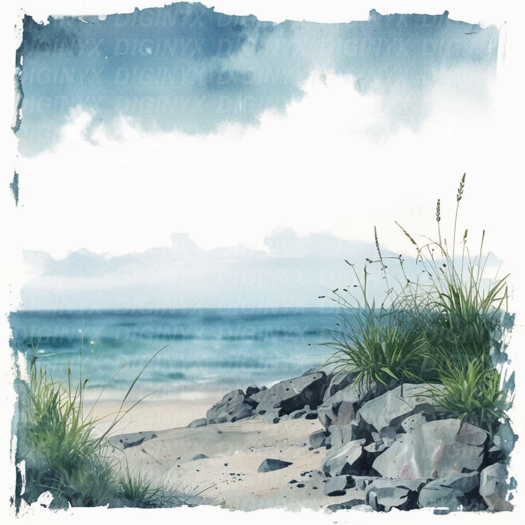 8 Teal Lake Edge Clipart, Lake Coast, Printable Watercolor Clipart ...