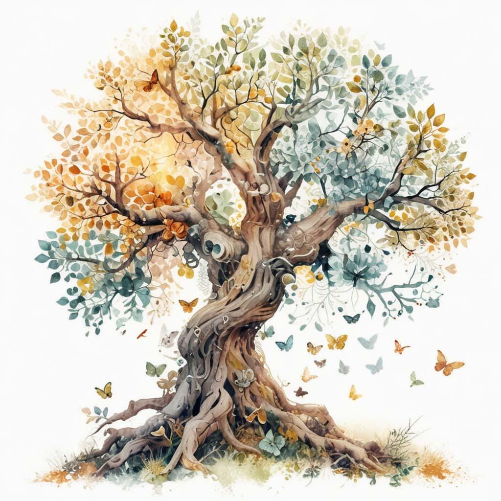 8 Mythical Tree Clipart/floral Tree Print/printable Watercolor Jpegs ...