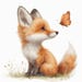 7 Fox and Butterfly Clipart, Cute Fox Baby, Printable Watercolor JPG ...