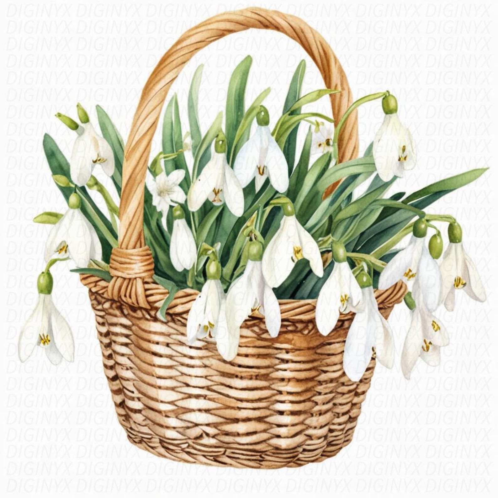 15 Spring Flowers Basket Clipart Floral Basket Printable Watercolor ...