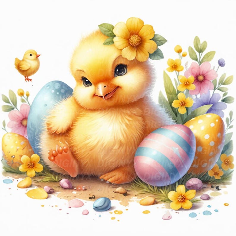 7 Easter Duck Clipart, Cute Duck Clipart, Printable Watercolor Jpegs ...