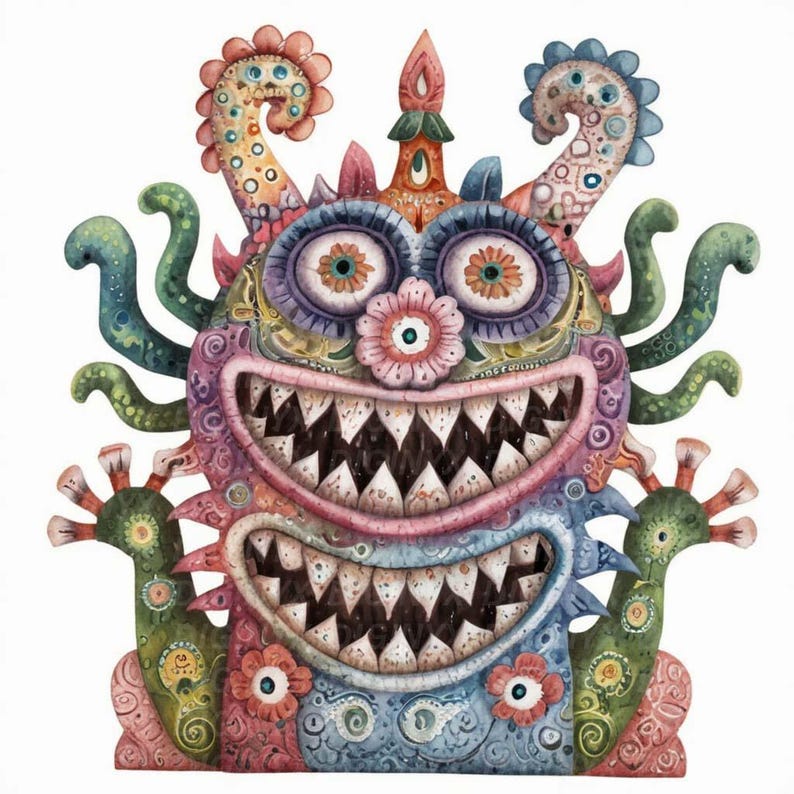 10 Whimsical Gorgoneion Clipart, Greek Amulet, Printable Watercolor JPG ...