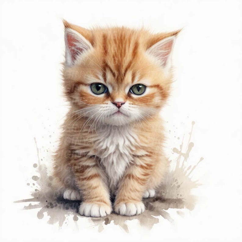 9 Grumpy Sad Kitten Clipart, Cat Clipart Jpegs, Printable Watercolor ...