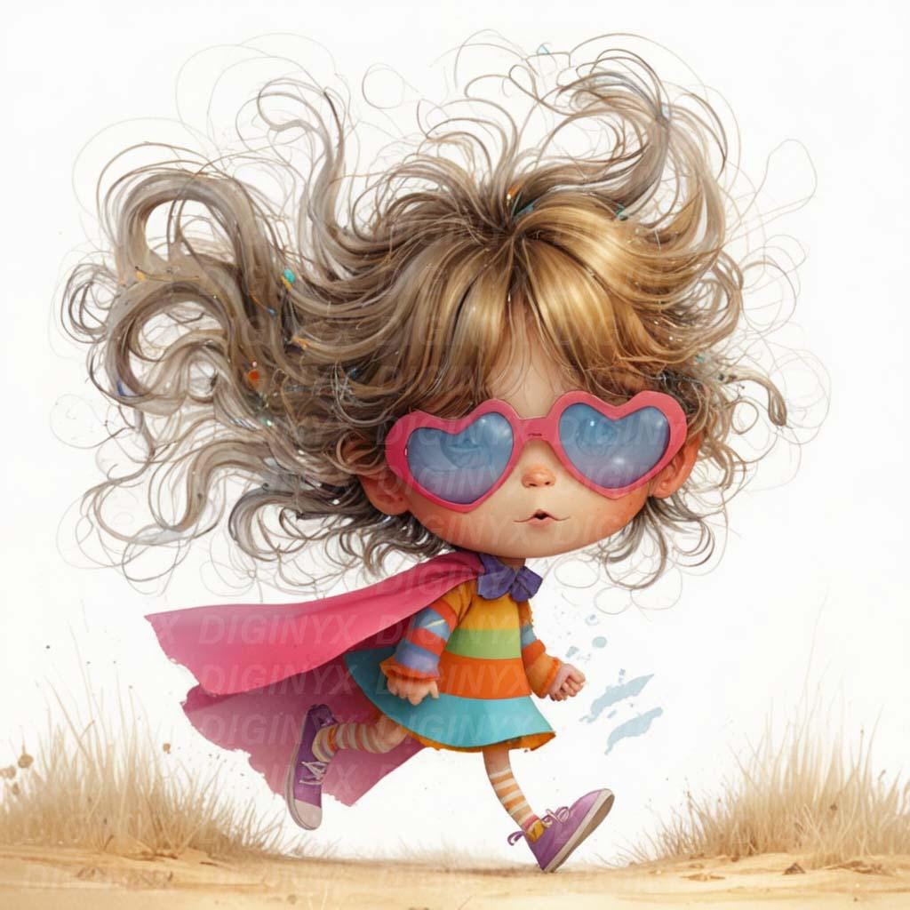 10 Quirky Girl Clipart, Printable Watercolor JPG, Paper Craft Prints ...