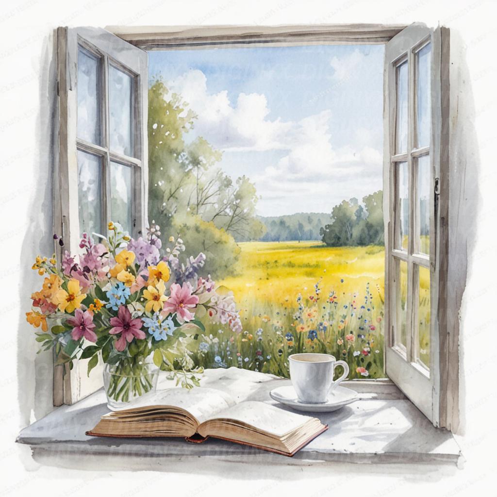 10 Spring Window View Clipart/watercolor Spring/printable Watercolor ...