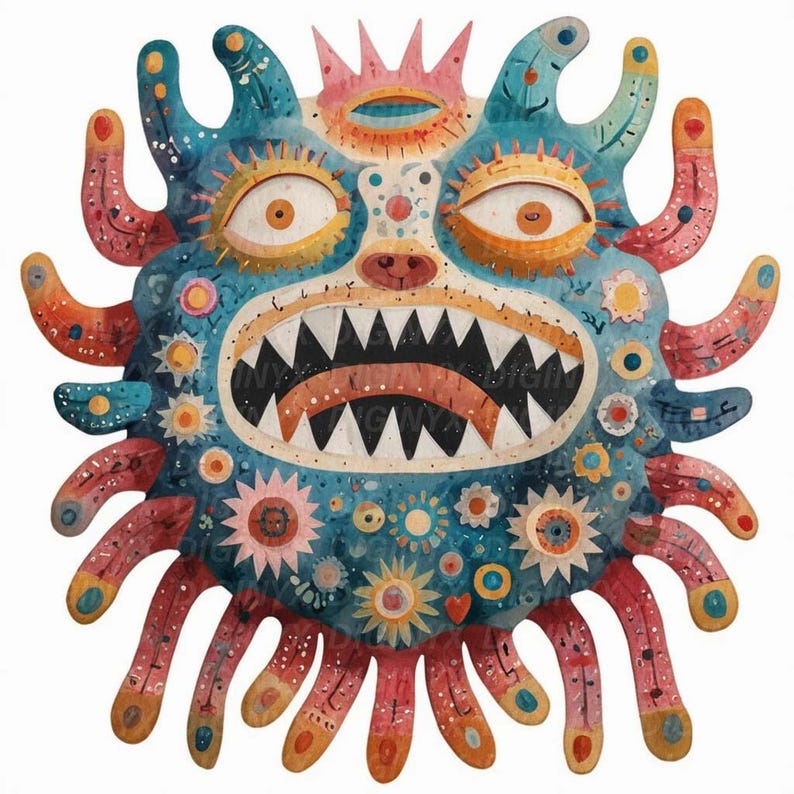 10 Whimsical Gorgoneion Clipart, Greek Amulet, Printable Watercolor JPG ...