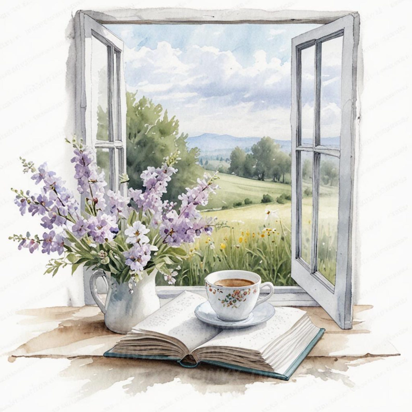 10 Spring Window View Clipart/watercolor Spring/printable Watercolor ...