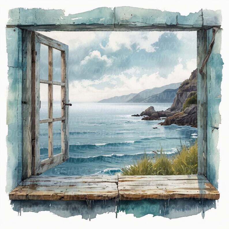 10 Window Ocean View Clipart, Window to Sea Clipart, Printable ...
