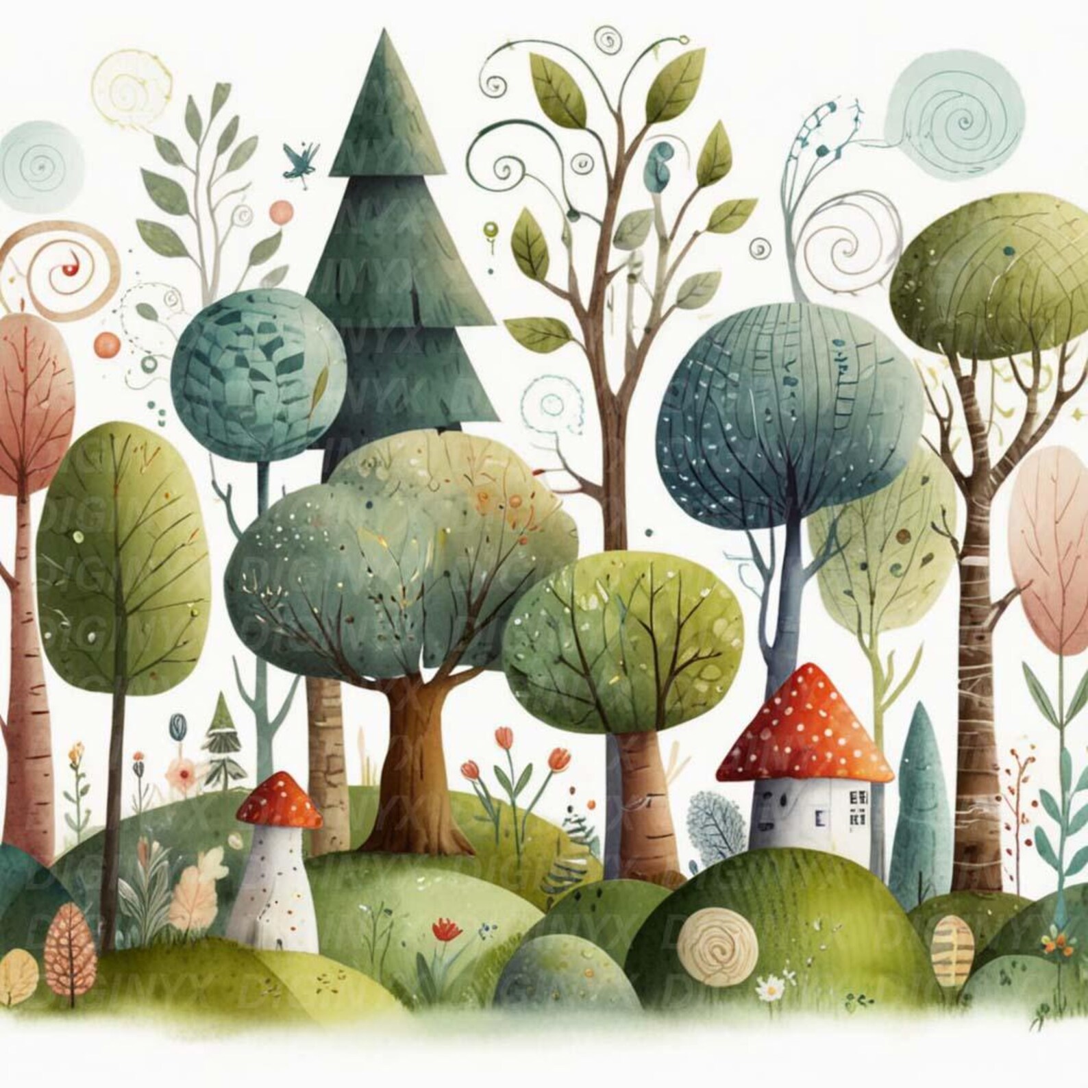 10 Whimsical Trees Clipart, Quirky Trees, Fantasy, Junk Journaling ...