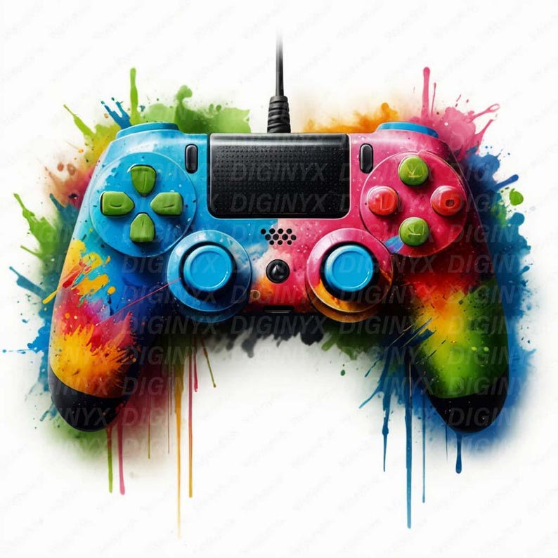 10 Vibrant Gaming Controller Clipart, Colorful Controller, Printable ...