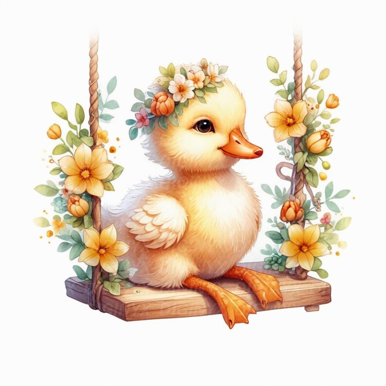 7 Easter Duck Clipart, Cute Duck Clipart, Printable Watercolor Jpegs ...