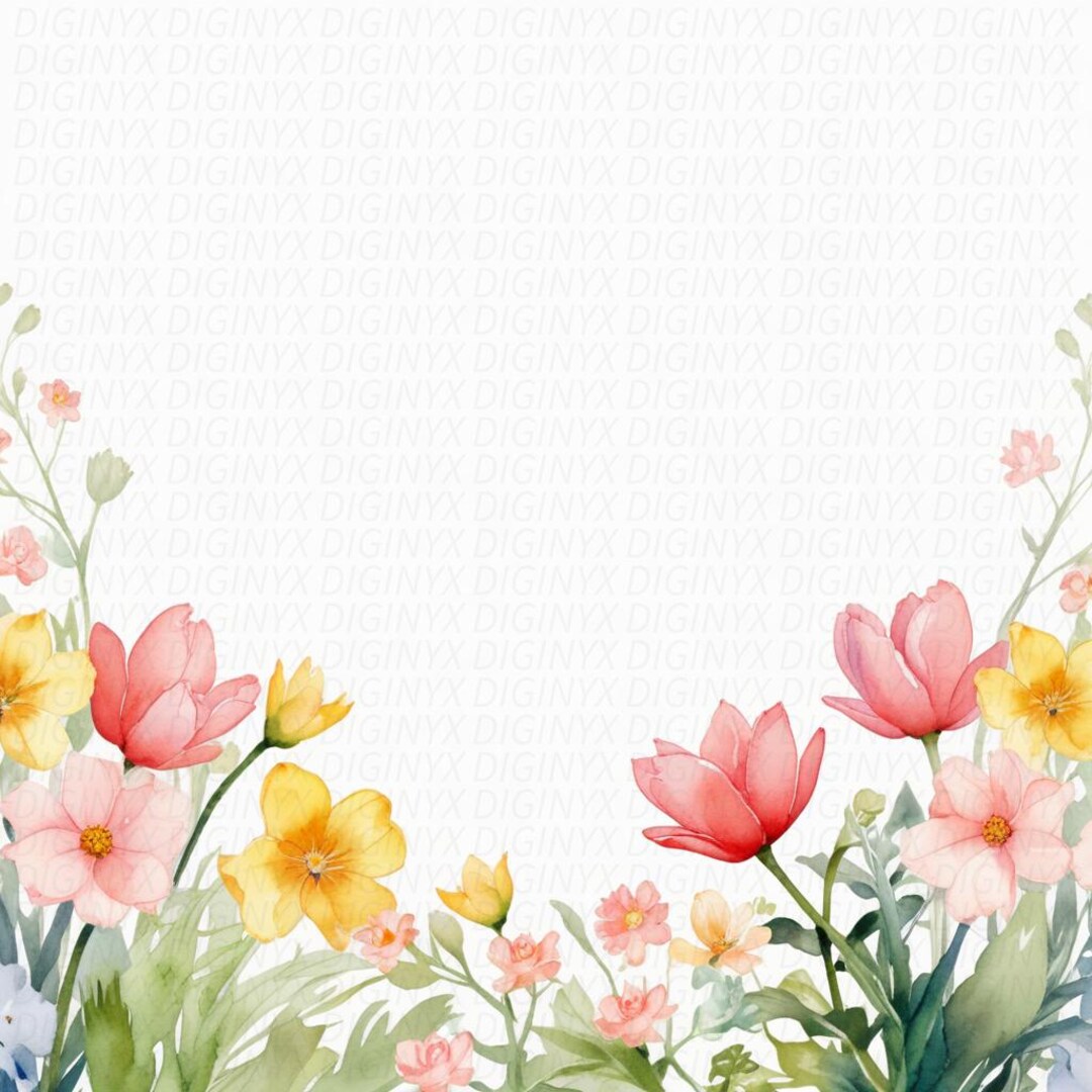 10 Vibrant Spring Flower Borders Clipart | Watercolor Flowers Jpgs ...