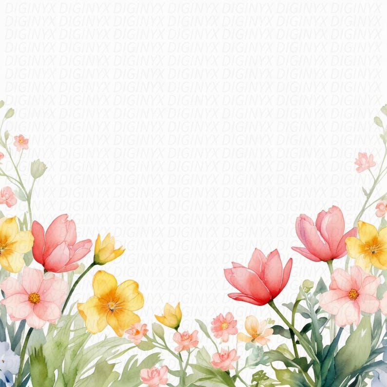 10 Vibrant Spring Flower Borders Clipart | Watercolor Flowers Jpgs ...