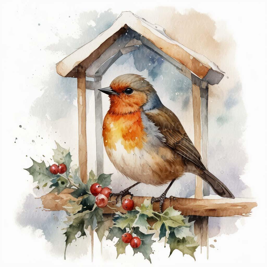 10 Christmas Robin Clipart JPG, Printable Watercolor JPG, Paper Craft ...