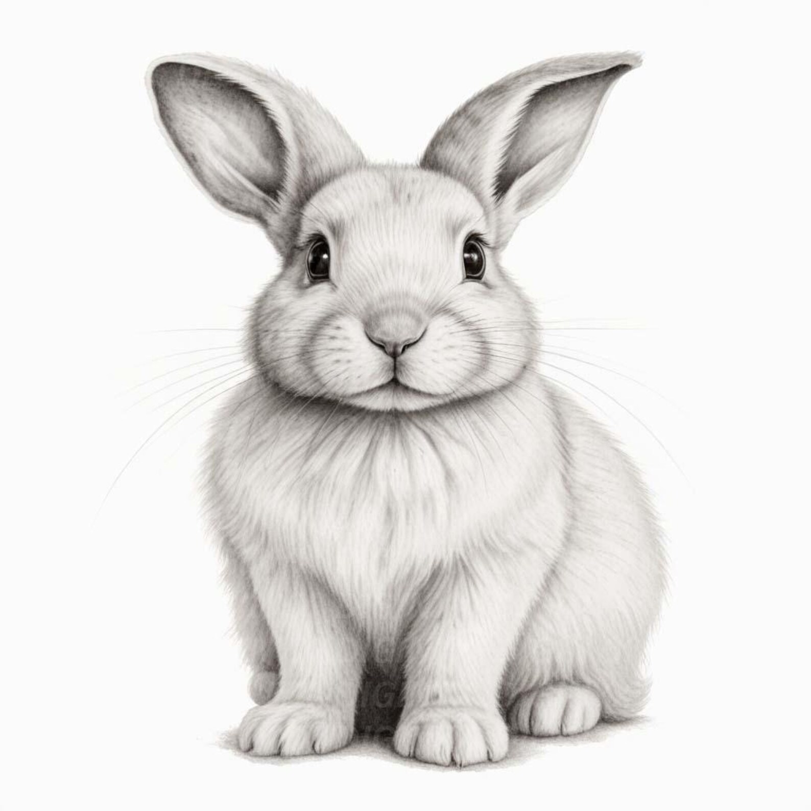 10 Bunny Black White Clipart, Line Art JPG, Printable Watercolor ...