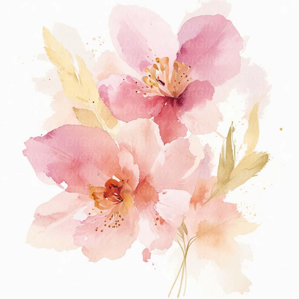 9 Abstract Flowers Clipart, Pink Gold Flower Jpegs, Printable ...