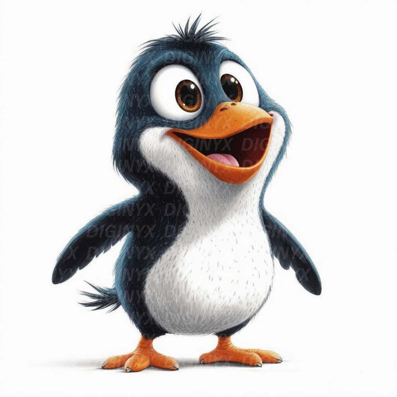 8 Cartoon Penguin Clipart, Cute Penguin Character, Printable Watercolor ...