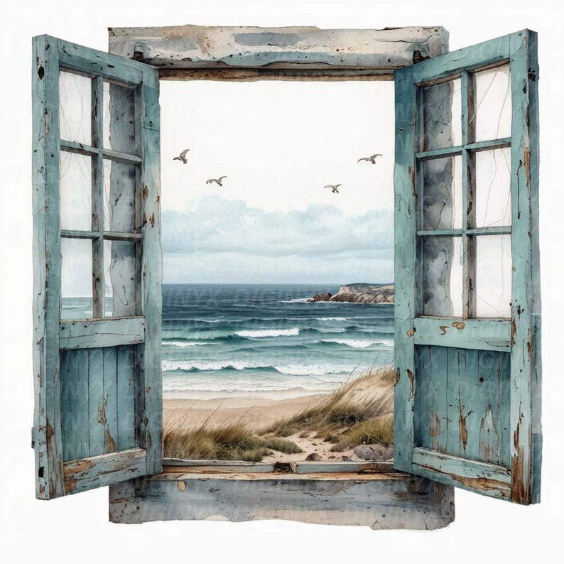 10 Window Ocean View Clipart, Window to Sea Clipart, Printable ...