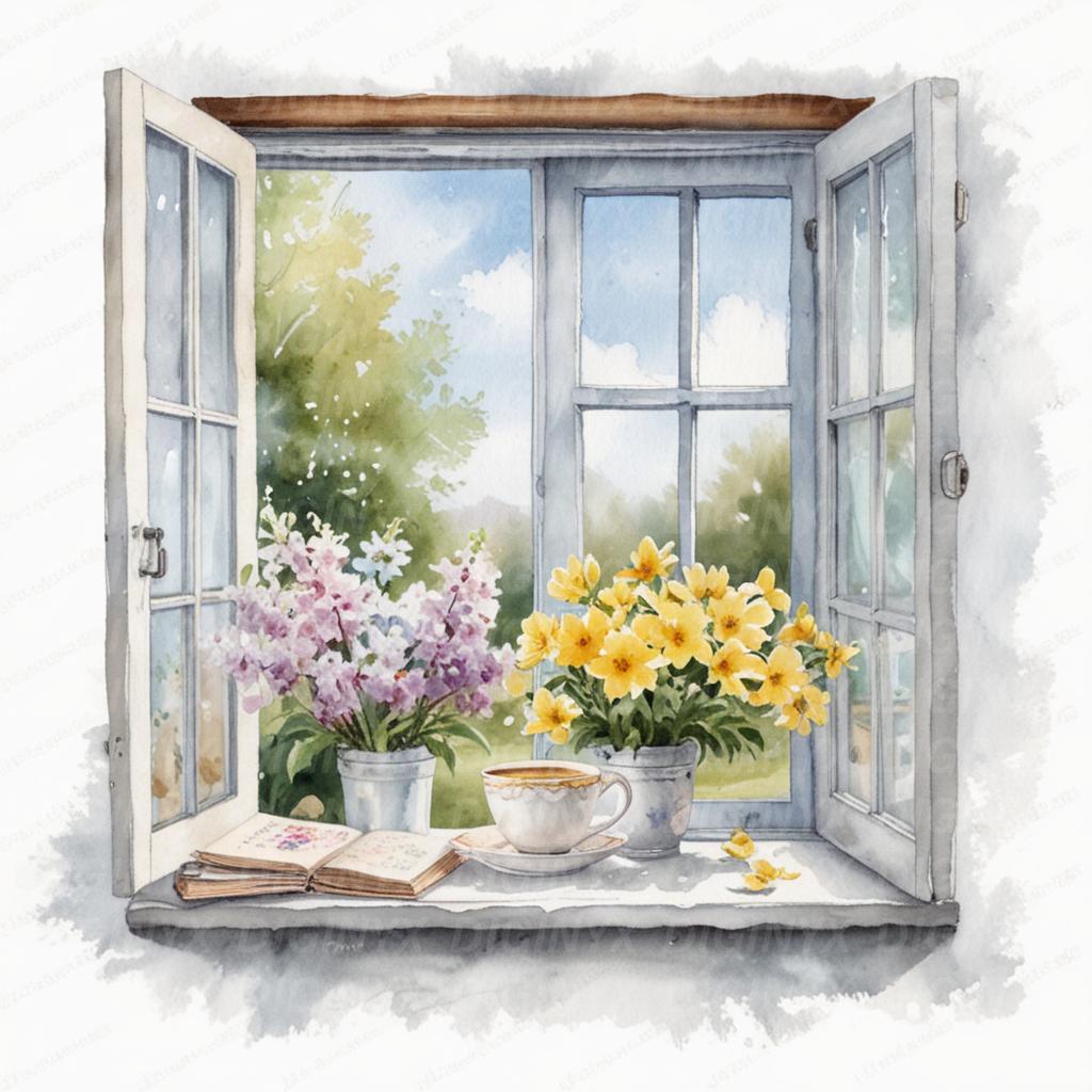 10 Spring Window View Clipart/watercolor Spring/printable Watercolor ...