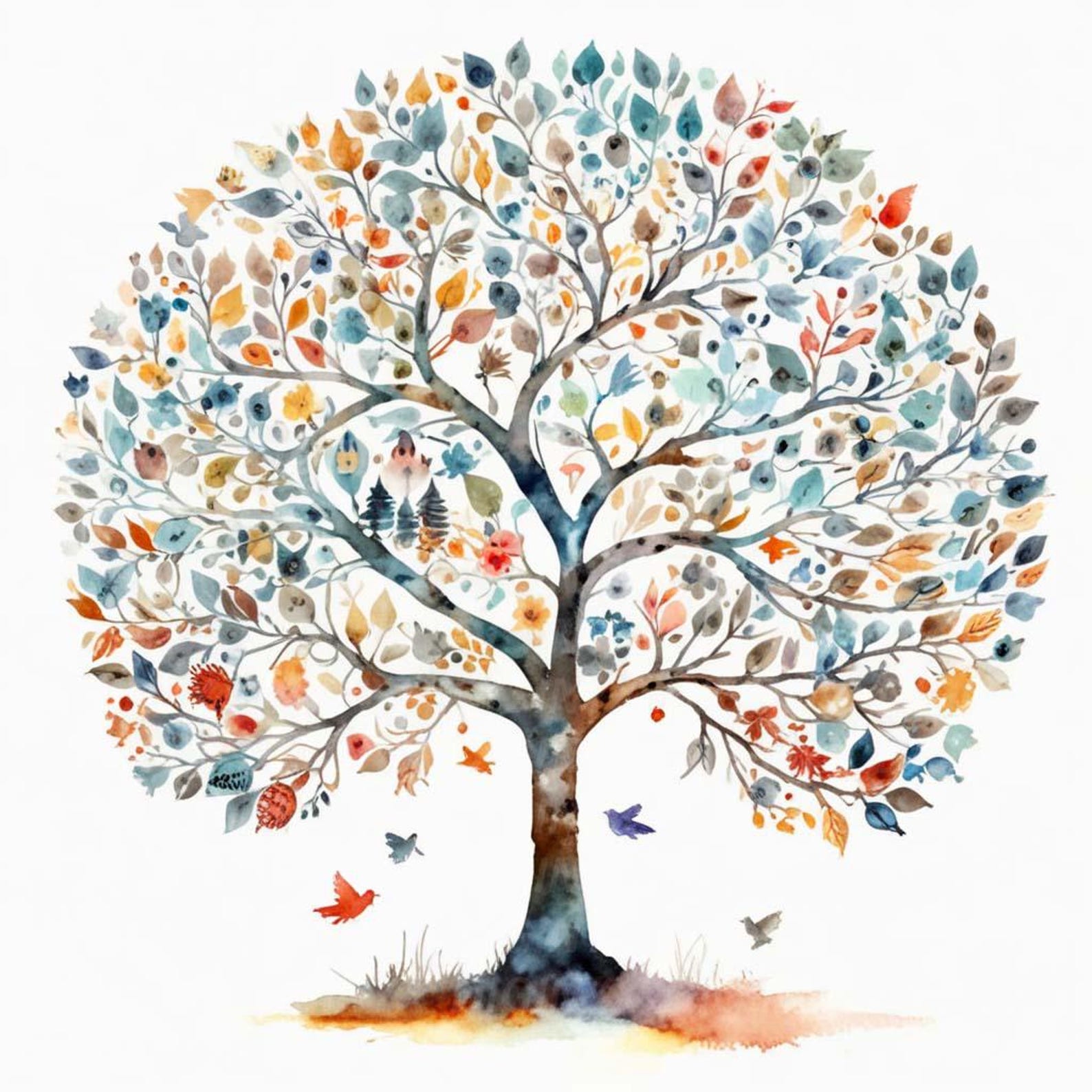 8 Mythical Tree Clipart/floral Tree Print/printable Watercolor Jpegs ...
