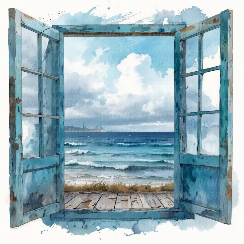 10 Window Ocean View Clipart, Window to Sea Clipart, Printable ...