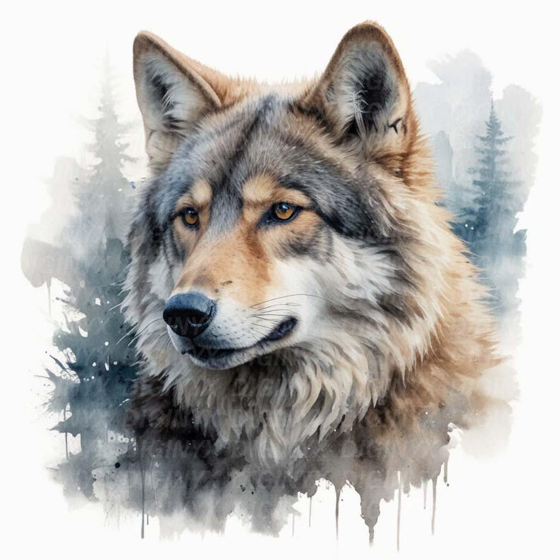 10 Winter Wolves Clipart, Junk Journals, Junk Journal, Printable ...