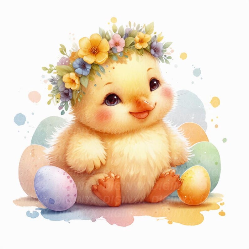 7 Easter Duck Clipart, Cute Duck Clipart, Printable Watercolor Jpegs ...