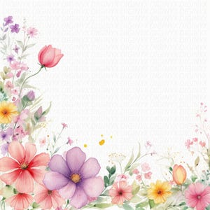 10 Vibrant Spring Flower Borders Clipart | Watercolor Flowers Jpgs ...