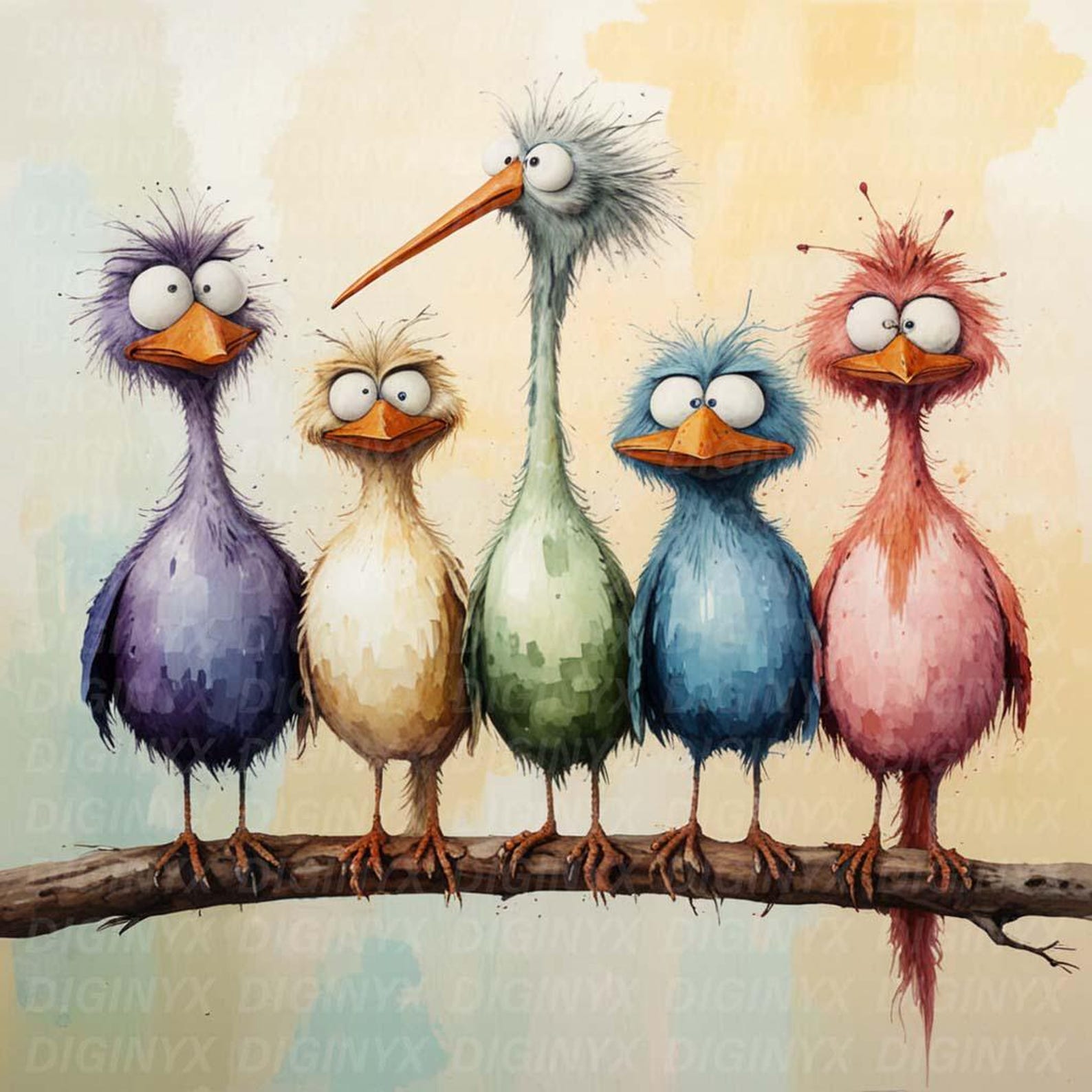 10 Funny Whimsical Birds Clipart, Cute Bird Clipart, Printable ...