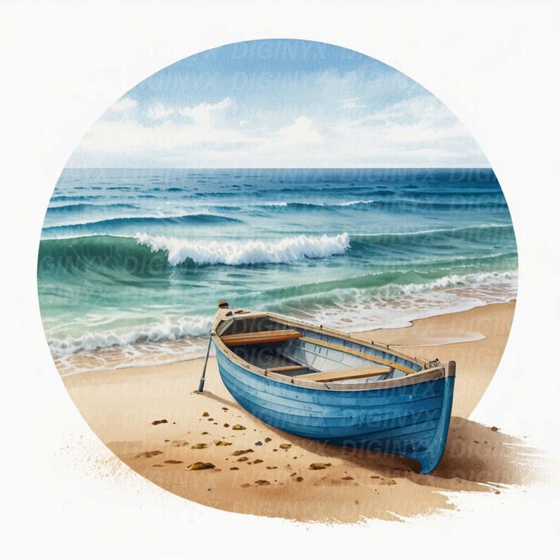 9 Watercolor Nautical Clipart, Beach, Ocean Summer JPG, Printable ...