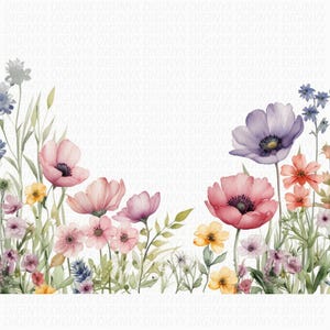 10 Vibrant Spring Flower Borders Clipart | Watercolor Flowers Jpgs ...