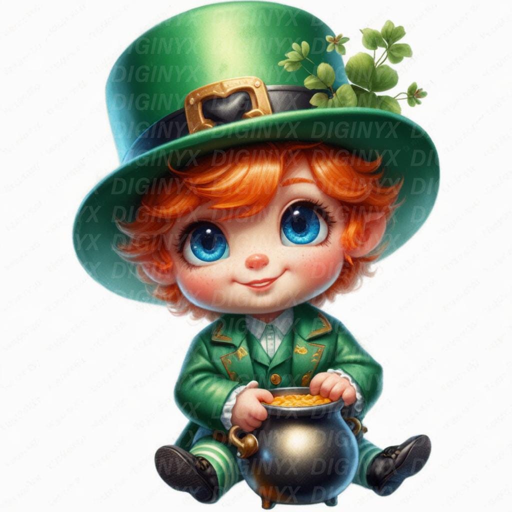 10 Cute Leprechaun Clipart, Adorable Leprechaun, Printable Watercolor ...