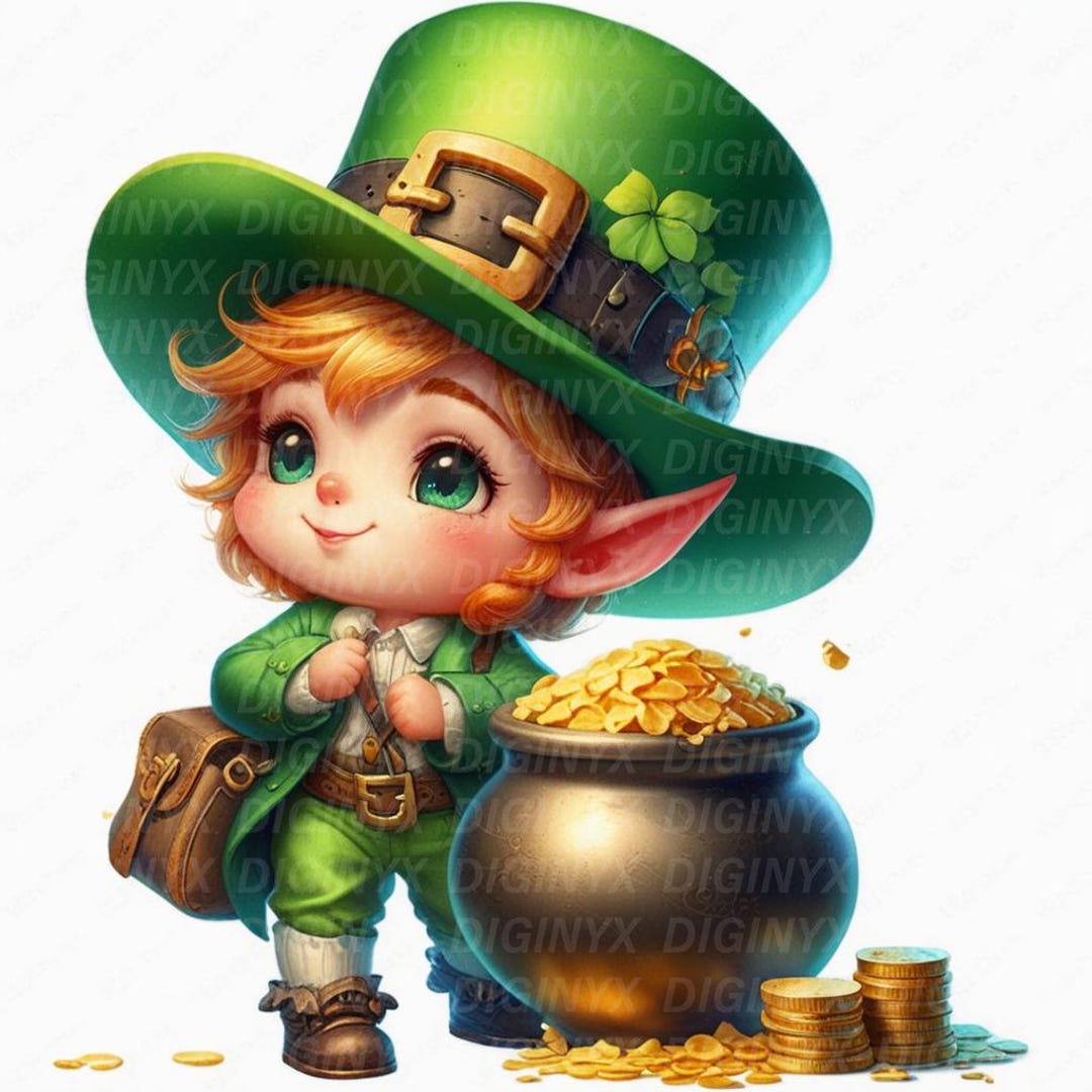 10 Cute Leprechaun Clipart, Adorable Leprechaun, Printable Watercolor ...