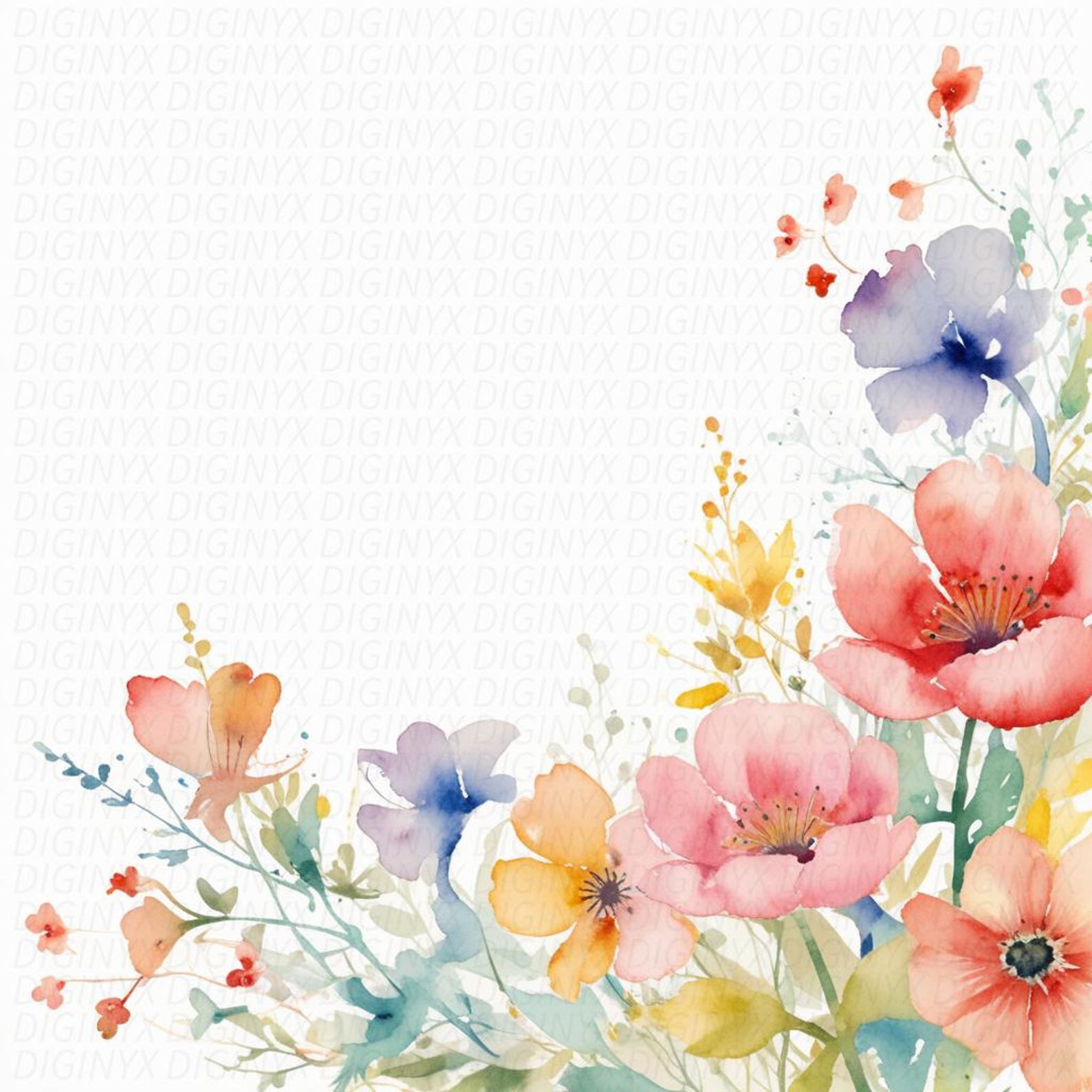 10 Vibrant Spring Flower Borders Clipart | Watercolor Flowers Jpgs ...