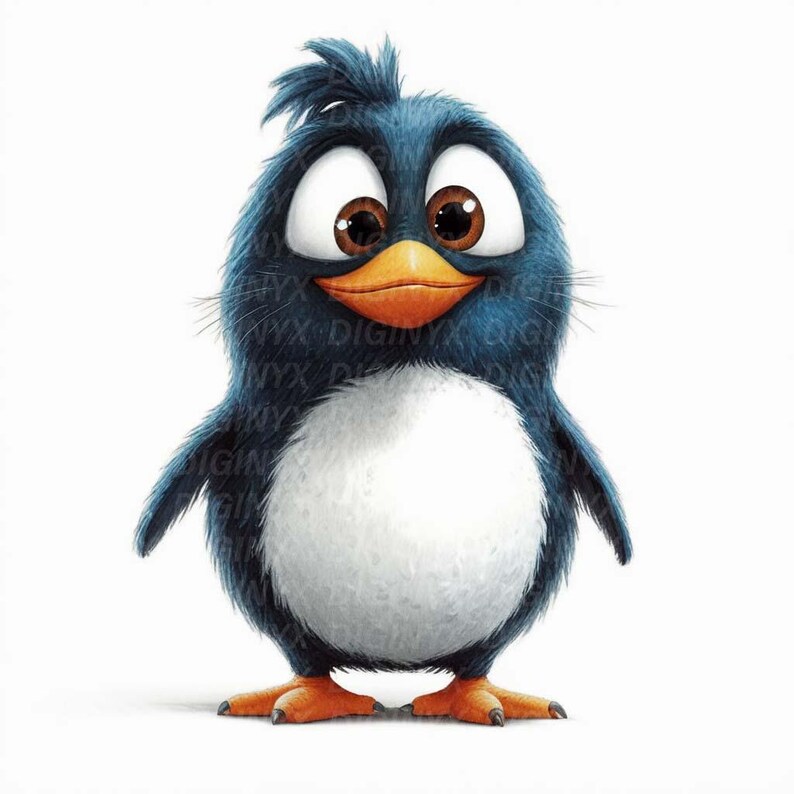 8 Cartoon Penguin Clipart, Cute Penguin Character, Printable Watercolor ...