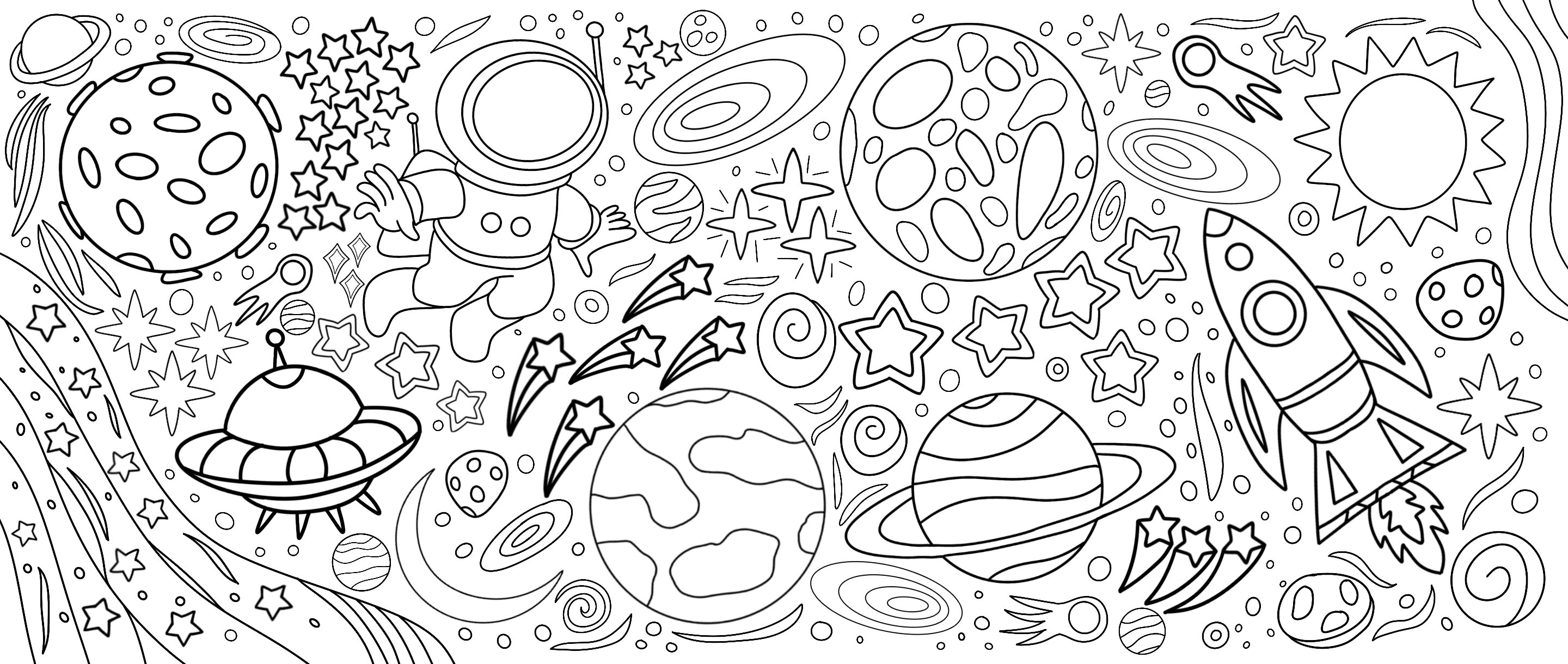 Large Kids Coloring Sheet XL 6ft Outer Space Planets Stars GIANT 6ftx2 ...