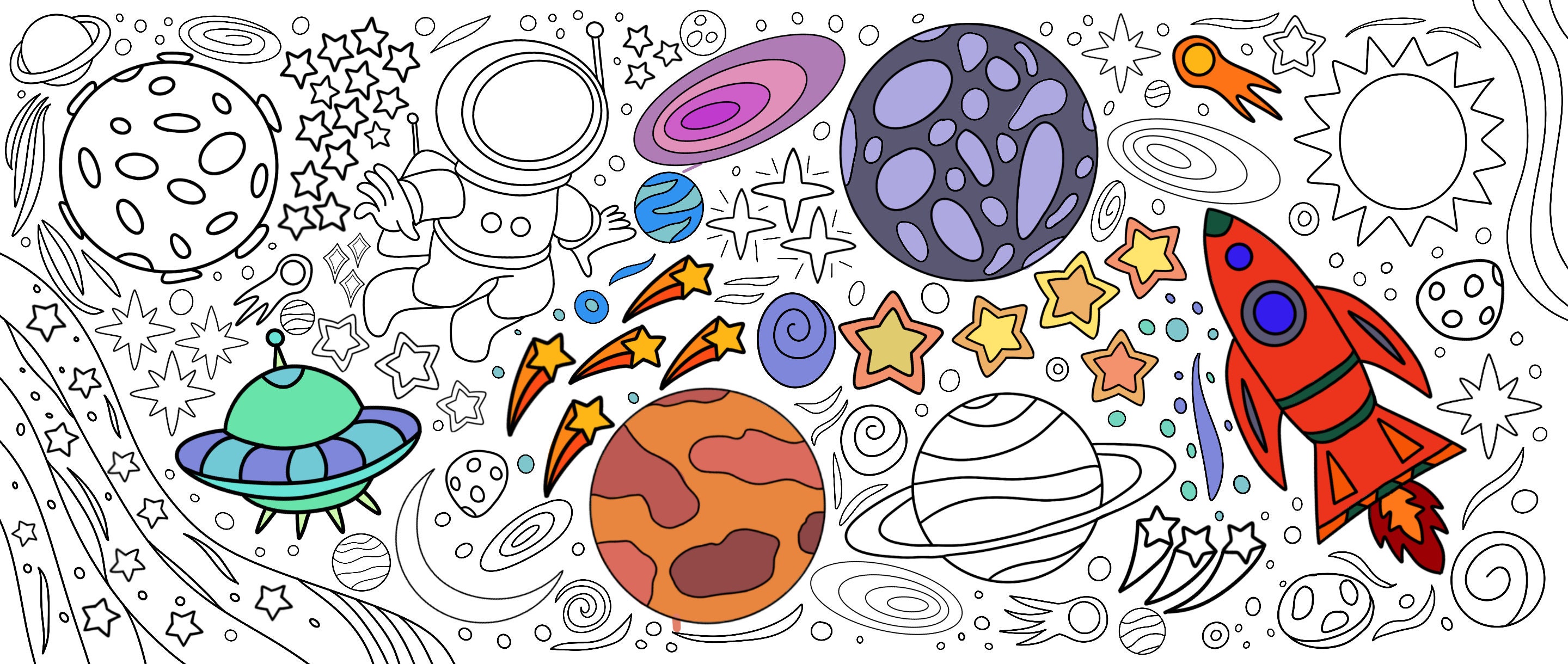 Large Kids Coloring Sheet XL 6ft Outer Space Planets Stars GIANT 6ftx2 ...
