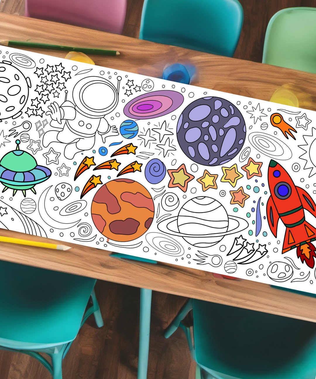 Large Kids Coloring Sheet XL 6ft Outer Space Planets Stars GIANT 6ftx2 ...